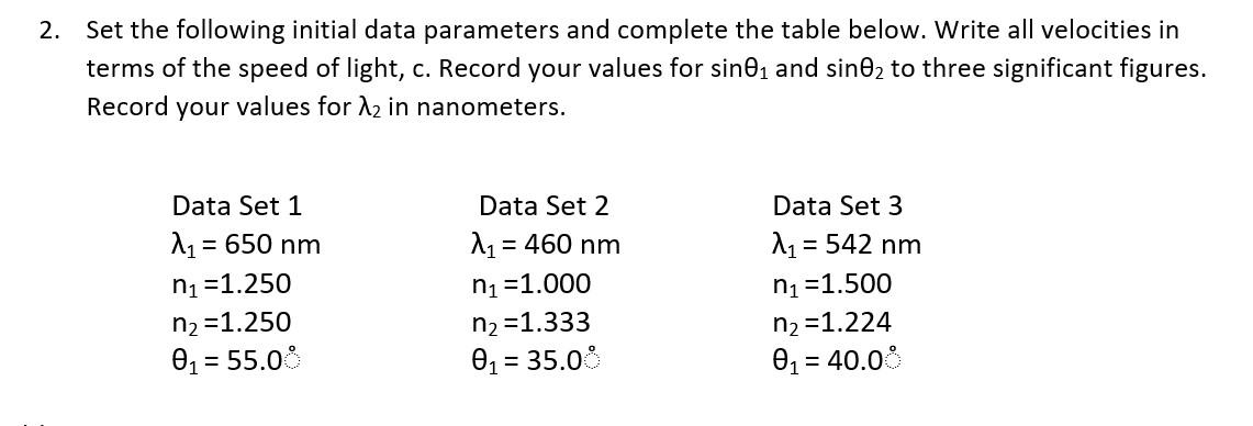 Solved 1. The index of refraction, given by the letter n, is | Chegg.com