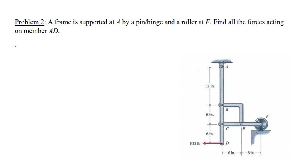 Solved Problem 2: A frame is supported at A by a pin/hinge | Chegg.com