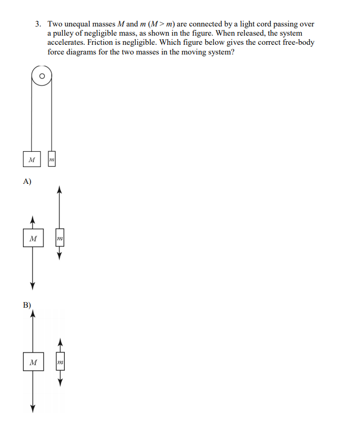 Solved 3. Two unequal masses M and m (M > m) are connected | Chegg.com