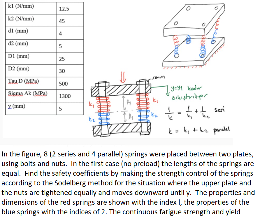 In the figure, 8 (2 series and 4 parallel) springs | Chegg.com