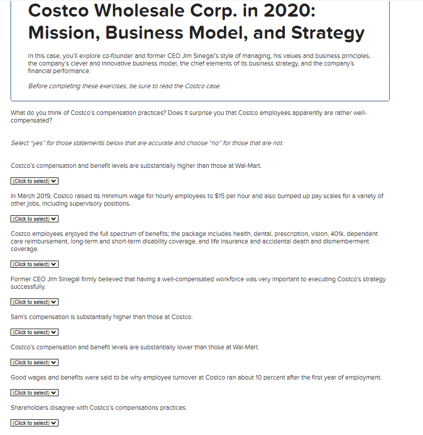 Costco Wholesale Corp. in 2020: Mission, Business | Chegg.com