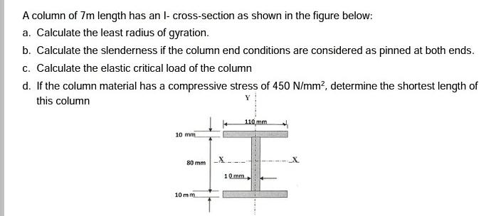 Solved A column of 7m length has an l- cross-section as | Chegg.com