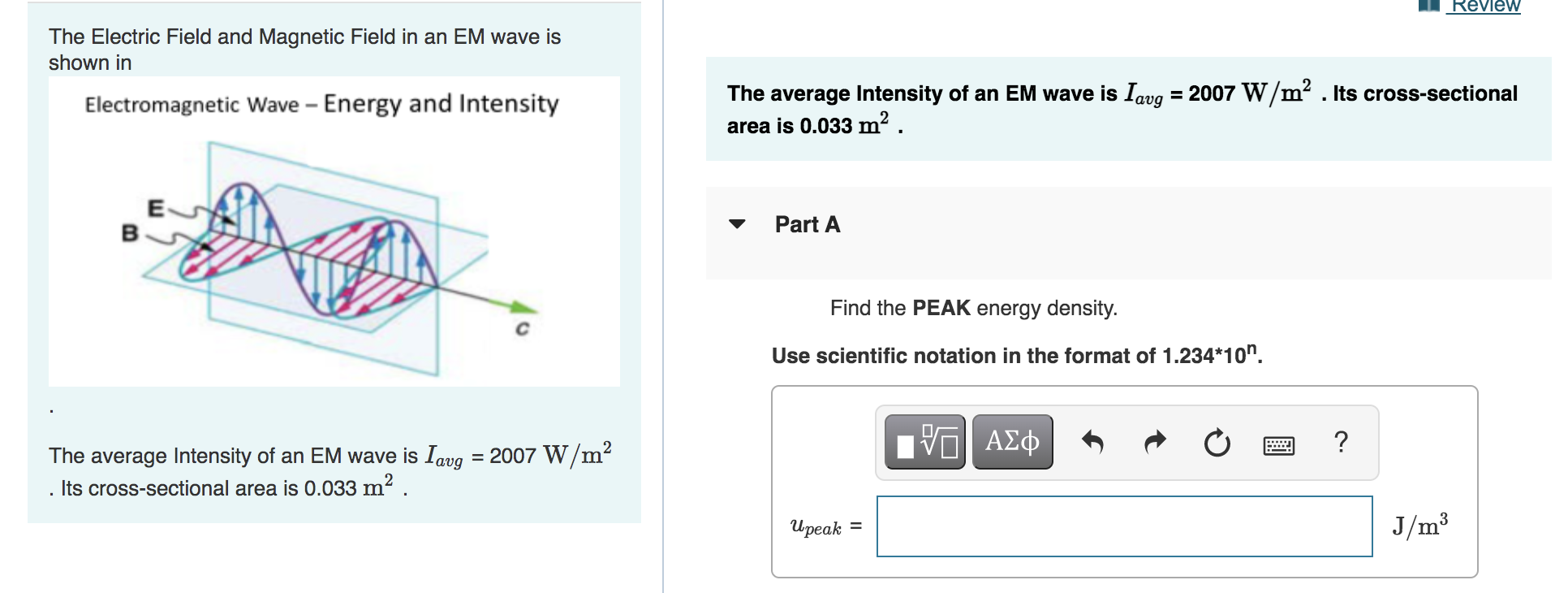 Solved Review The Electric Field and Magnetic Field in an EM | Chegg.com