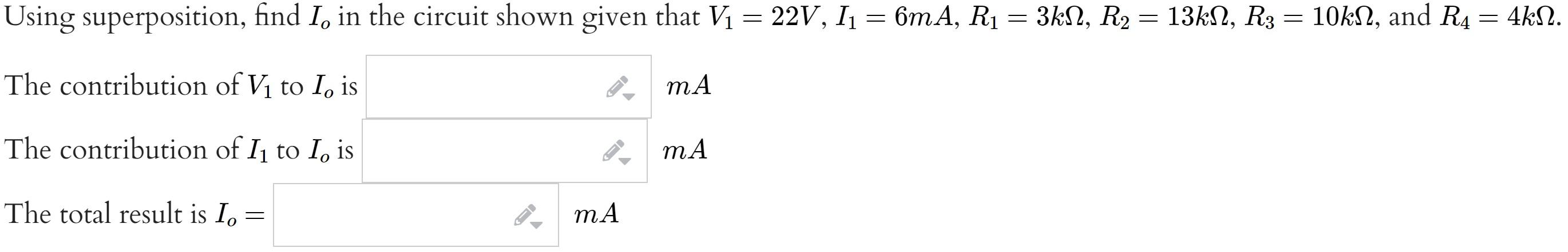 Solved Using superposition, find Io in the circuit shown | Chegg.com
