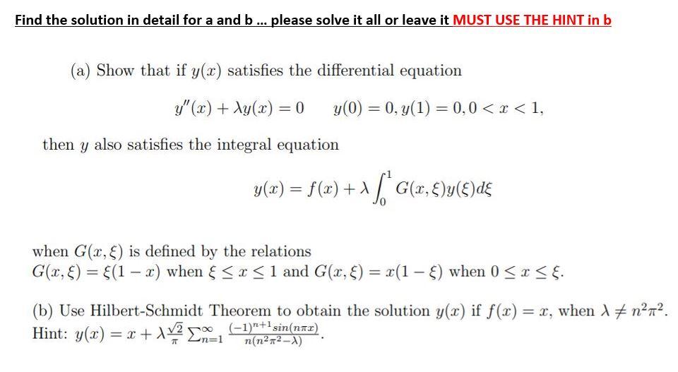 Solved Find the solution in detail for a and b... please | Chegg.com