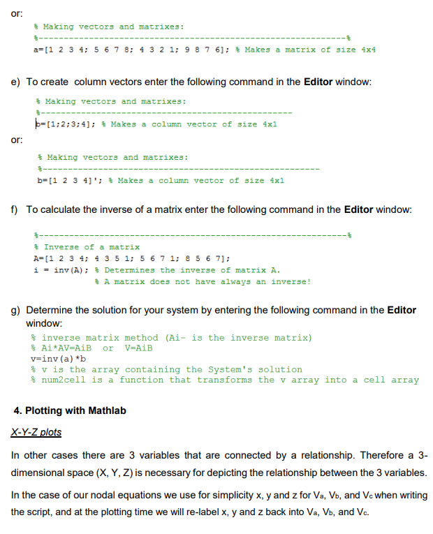 ETC/CET 102 Lab #5 - MATLAB Project-Cramer's Rule | Chegg.com