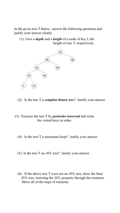 Solved In the given tree T below, answer the following | Chegg.com
