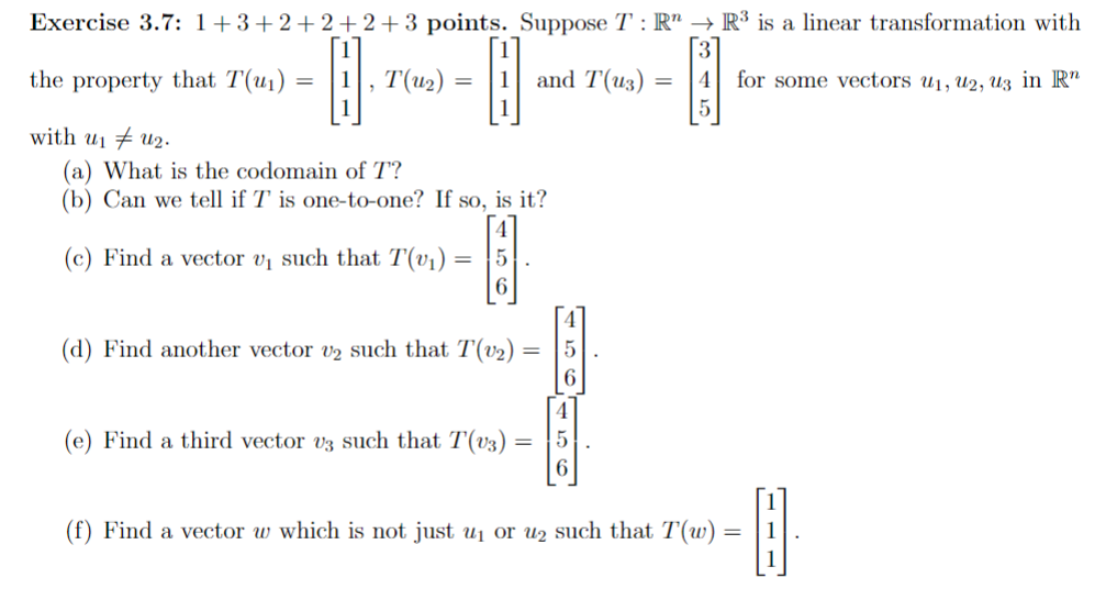 Solved Exercise 3 7 1 3 2 2 2 3 Points Suppose T Rn→r3 Is