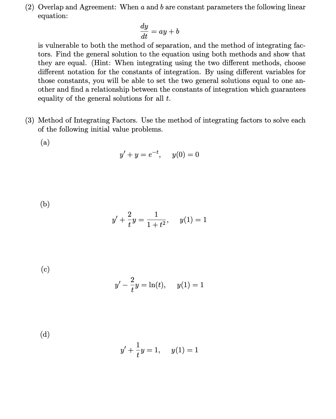 Solved (2) Overlap and Agreement: When a and b are constant | Chegg.com
