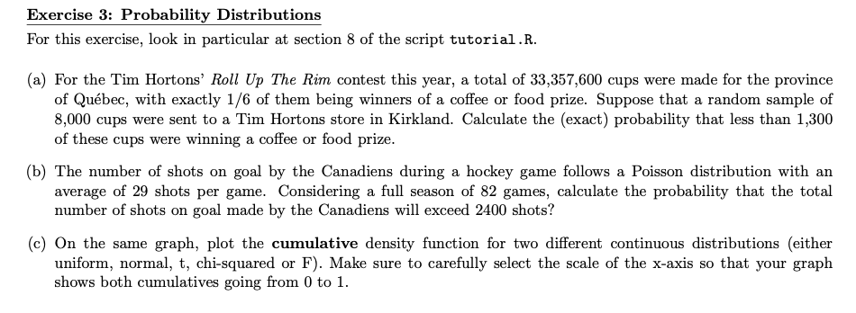 Solved Exercise 3: Probability Distributions For this | Chegg.com