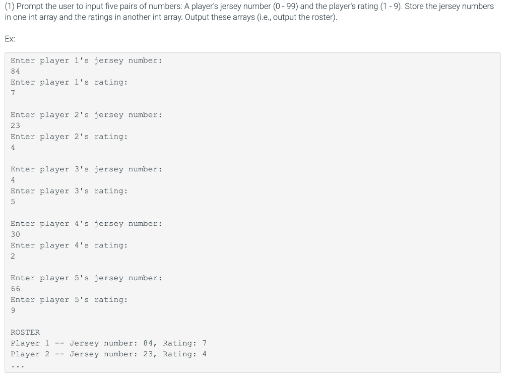 Solved (1) Prompt the user to input five pairs of numbers: A | Chegg.com
