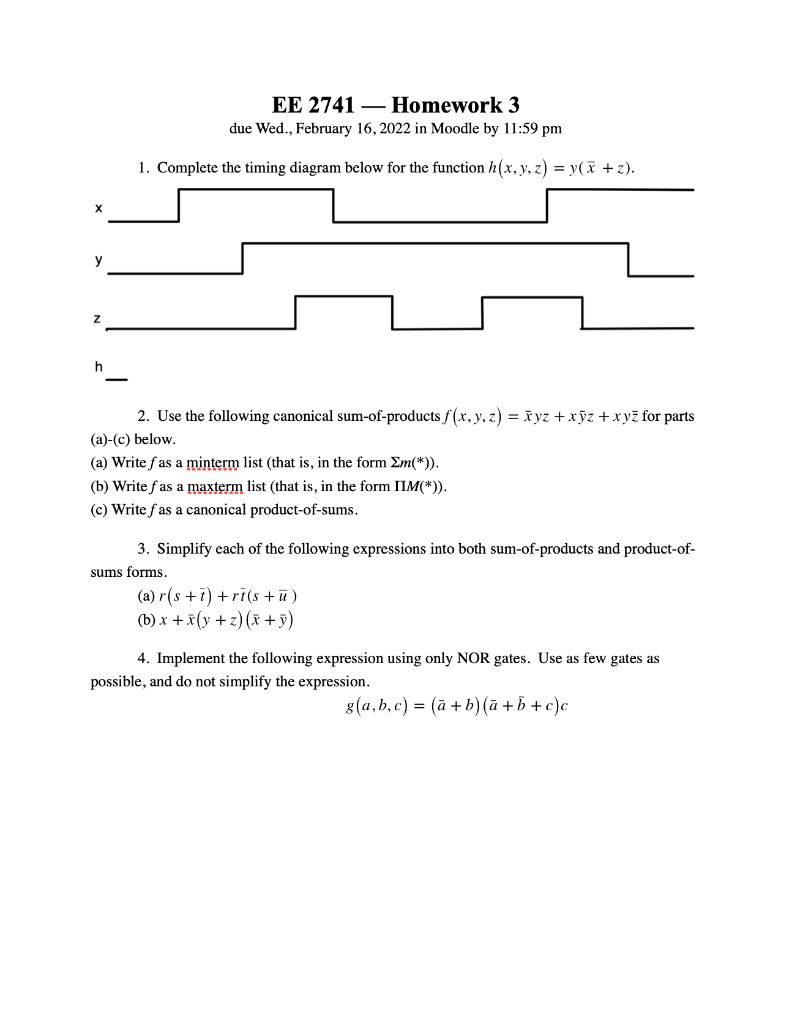 Solved EE 2741 — Homework 3 due Wed., February 16, 2022 in | Chegg.com