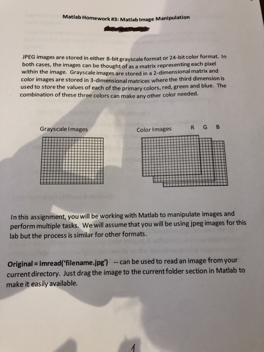 Solved Matlab Homework 3 Matlab Image Jpeg Images Are