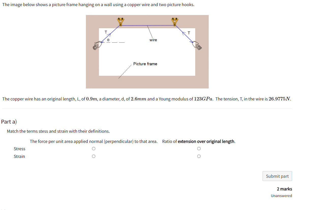 Solved The image below shows a picture frame hanging on a | Chegg.com