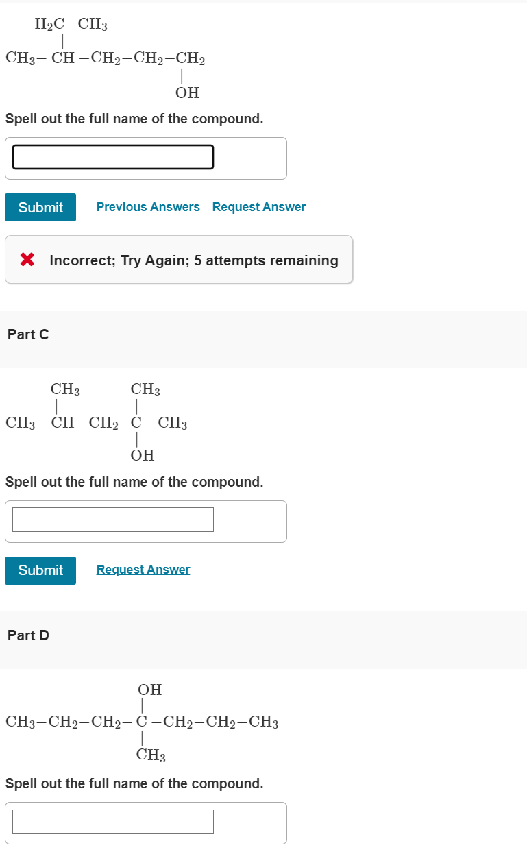 Solved name each alcohol | Chegg.com