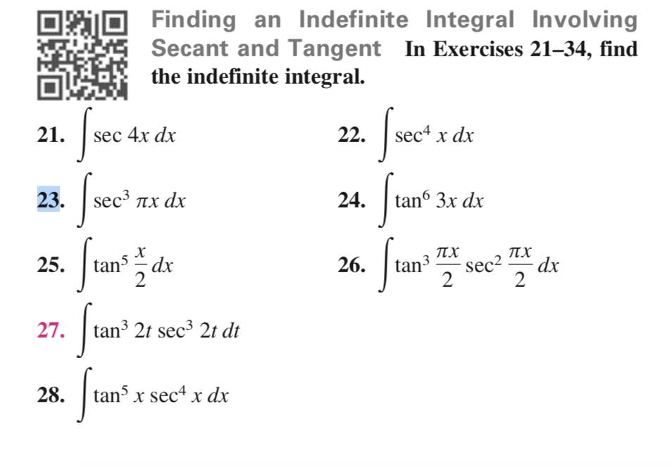 Solved Finding an Indefinite Integral Involving Secant and | Chegg.com