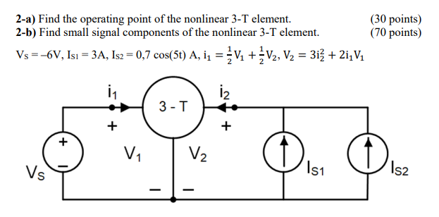 Solved 2-a) Find the operating point of the nonlinear 3-T | Chegg.com