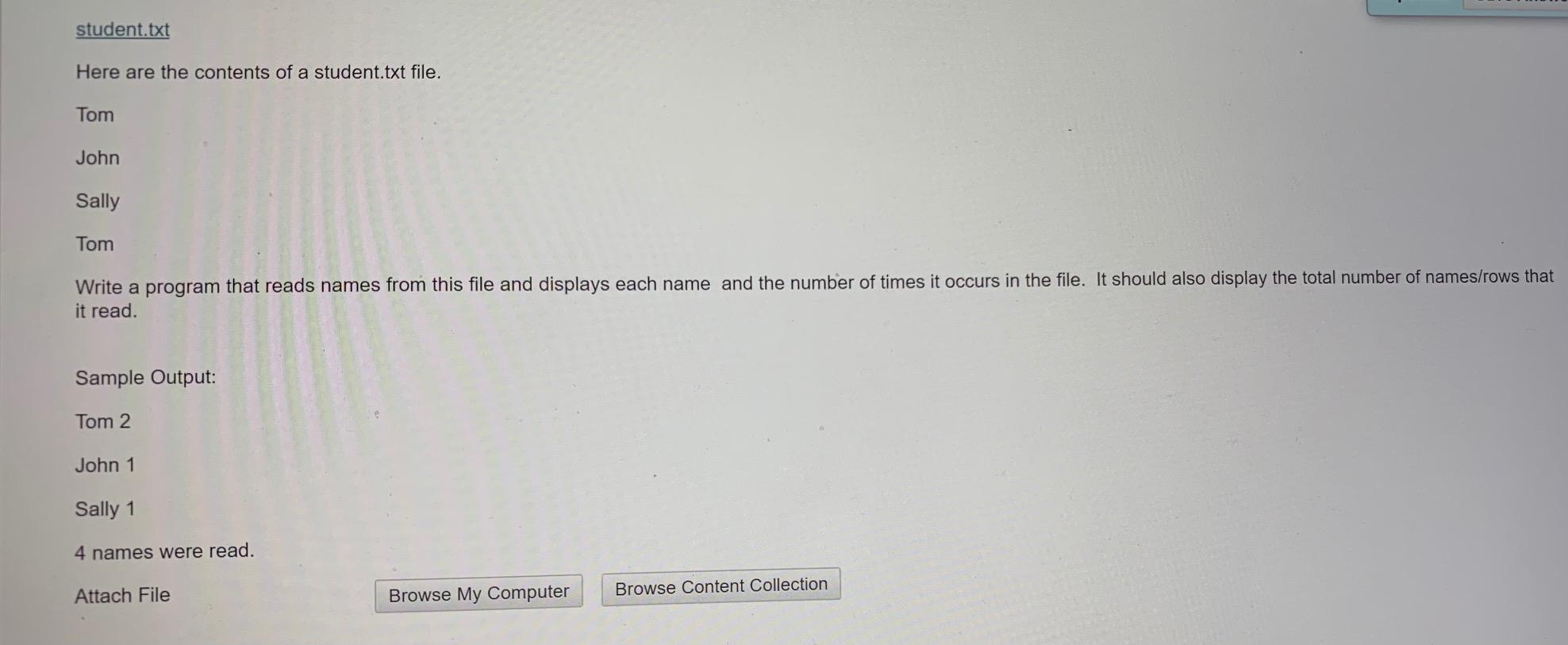 Solved student.txt Here are the contents of a student.txt | Chegg.com