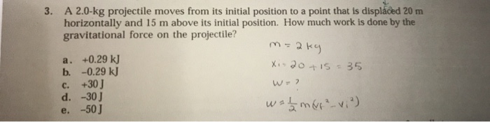 Solved A 2.0-kg projectile moves from its initial position | Chegg.com