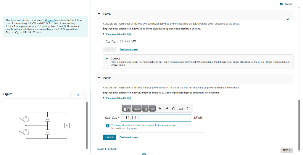 Solved The thme Inark in the rircuit swen in (Figure 1) are | Chegg.com