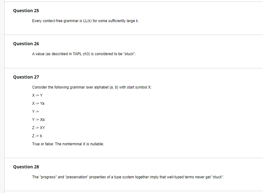 Solved Question 25 Question 26 Question 27 Every | Chegg.com