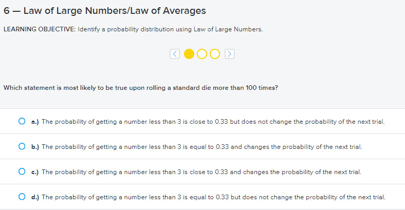 Solved 6 - Law of Large Numbers/Law of Averages LEARNING | Chegg.com