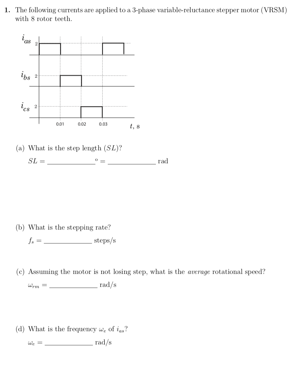Solved applied to a 3-phase variable-reluctance stepper | Chegg.com