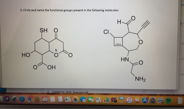 Solved 2 Circle And Name The Functional Groups Present In