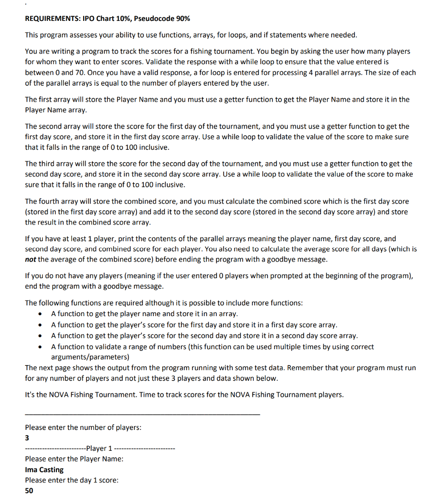 Solved REQUIREMENTS: IPO Chart 10%, Pseudocode 90% This | Chegg.com