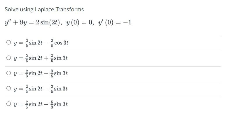 Solved Solve using Laplace Transforms | Chegg.com
