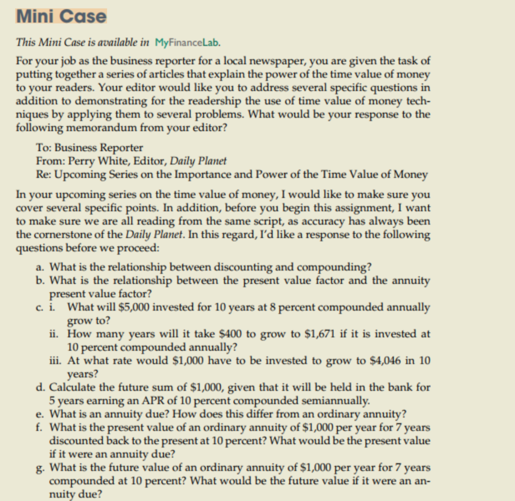 Solved Mini Case This Mini Case is available in | Chegg.com