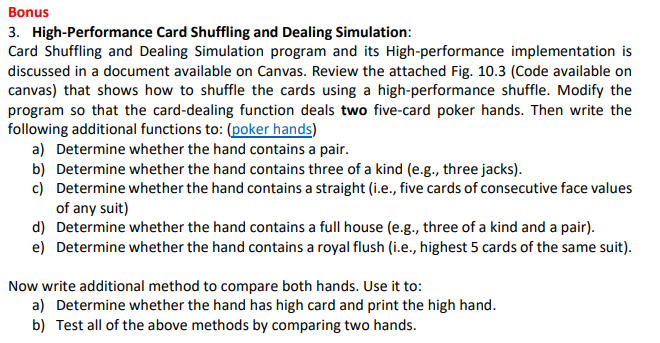 Solved 3. High-Performance Card Shuffling and Dealing | Chegg.com