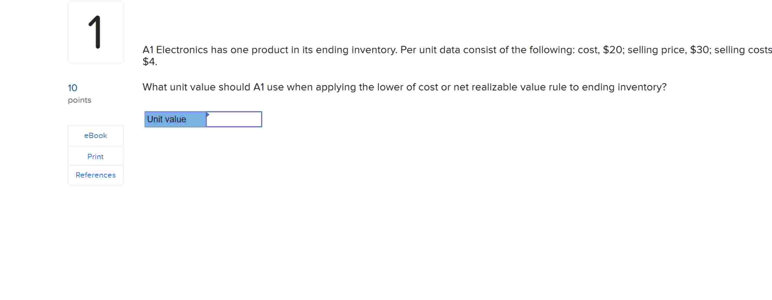 Solved A1 ﻿Electronics has one product in its ending | Chegg.com