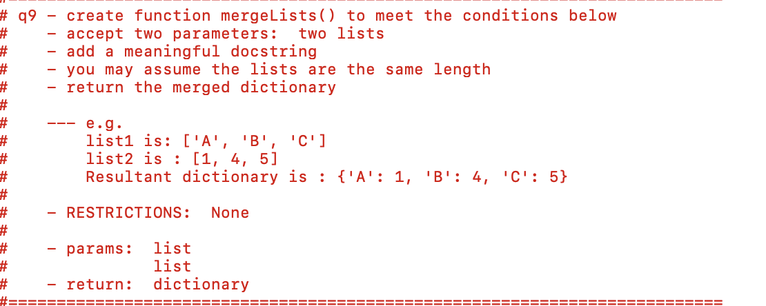 Solved # 99 # # # # # create function mergeLists() to meet | Chegg.com