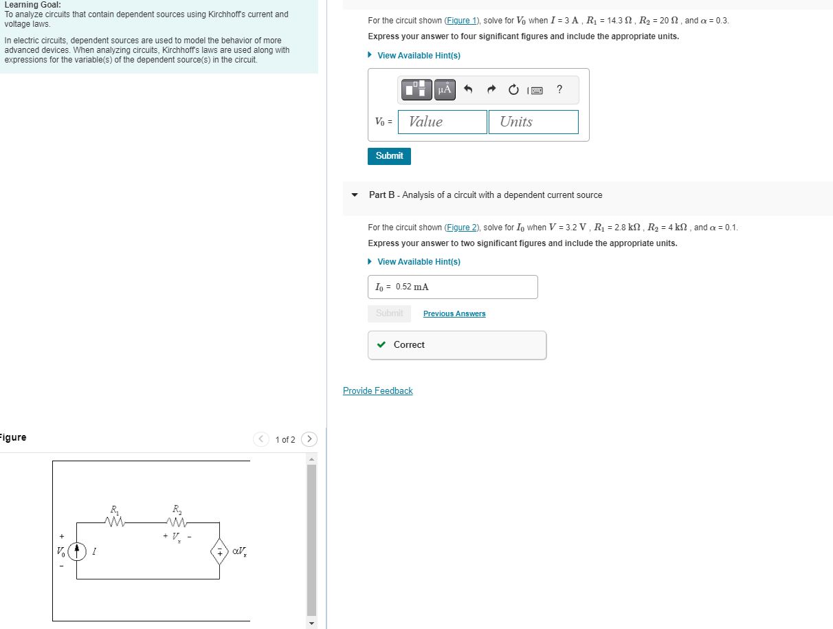 Solved For the circuit shown (Figure 1), ﻿solve for V0 ﻿when | Chegg.com
