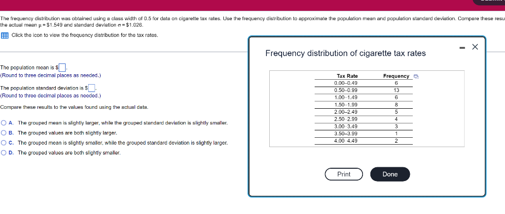 Solved The frequency distribution was obtained using a class | Chegg.com