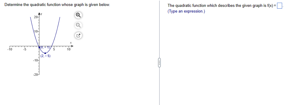 Solved Determine the quadratic function whose graph is given | Chegg.com