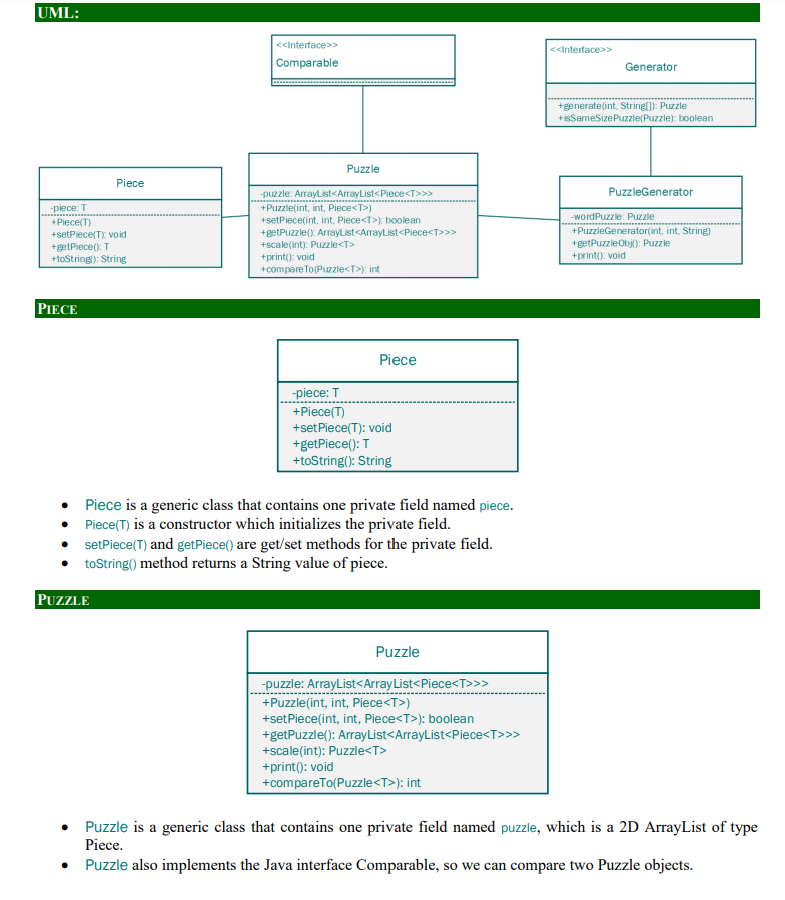 UML: Comparable Generator +generate(int, | Chegg.com