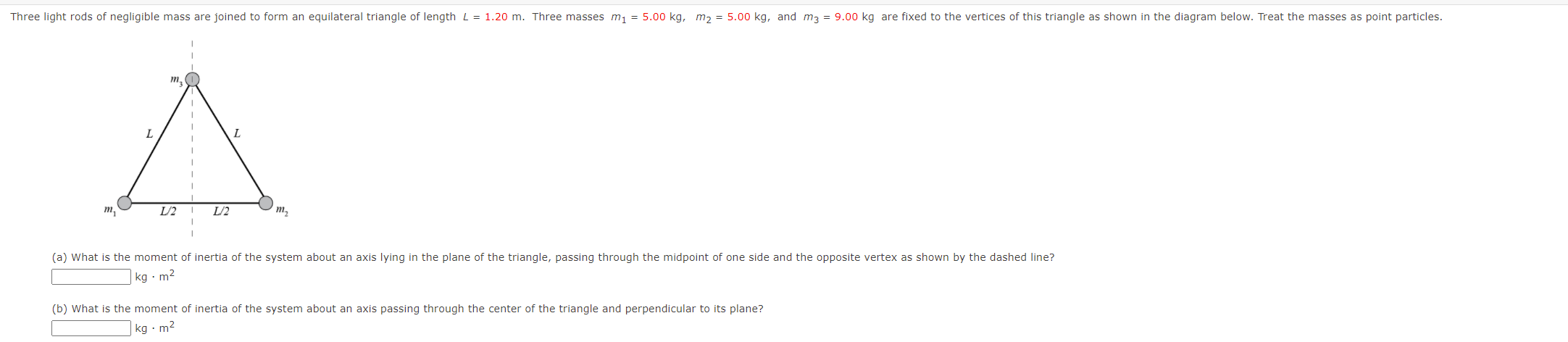 Solved Three light rods of negligible mass are joined to | Chegg.com