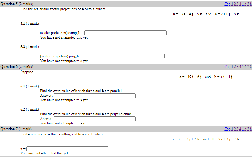 Solved Top 12345678 Question 5 (2 marks) Find the scalar and | Chegg.com