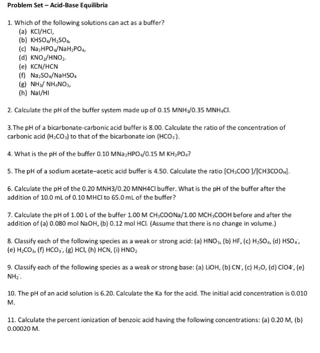 Solved Which of the following solutions can act as a buffer? | Chegg.com