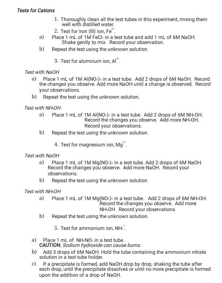 Solved Activity no. 3 Qualitative Analysis of Cations and | Chegg.com