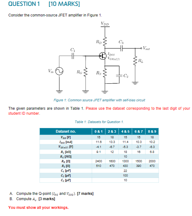 Solved QUESTION 1 [10 MARKS] Consider the common-source JFET | Chegg.com