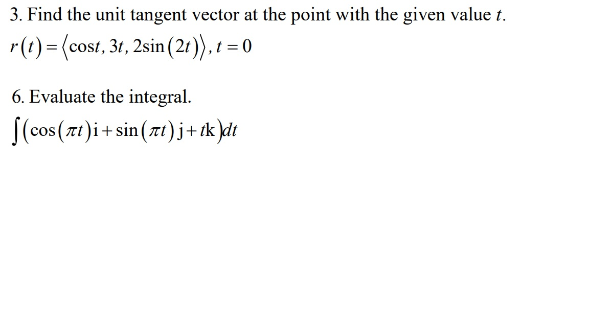 Solved 3. Find the unit tangent vector at the point with the | Chegg.com