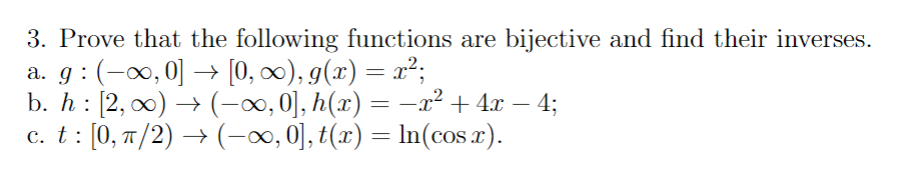Solved 3. Prove that the following functions are bijective | Chegg.com