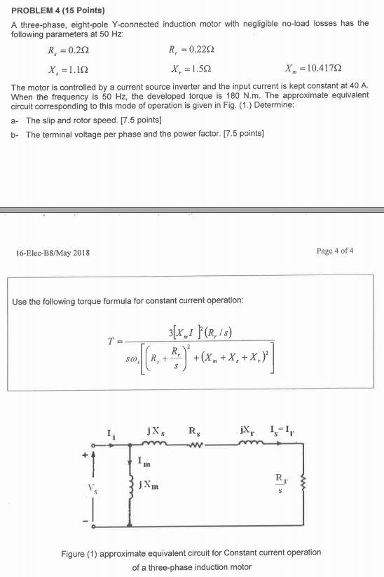 Solved PROBLEM 4 (15 Points) A three-phase, eight-pole | Chegg.com