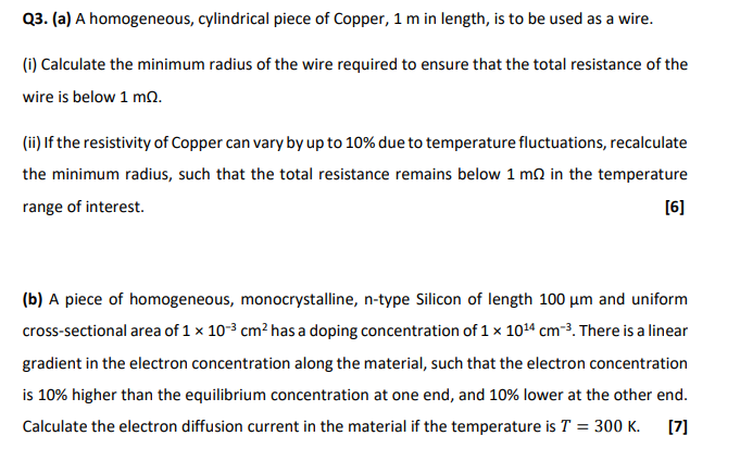 Solved Q3. (a) A homogeneous, cylindrical piece of Copper, 1 | Chegg.com