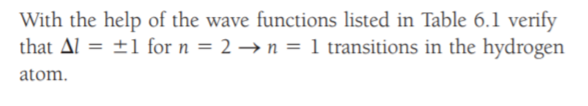 With the help of the wave functions listed in Table | Chegg.com