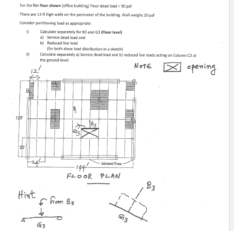 Solved For the flat floor shown (office building) Floor dead | Chegg.com