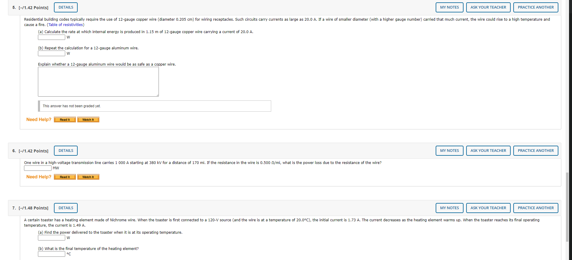 Solved 5. [-/1.42 points] DETAILS MY NOTES ASK YOUR TEACHER | Chegg.com